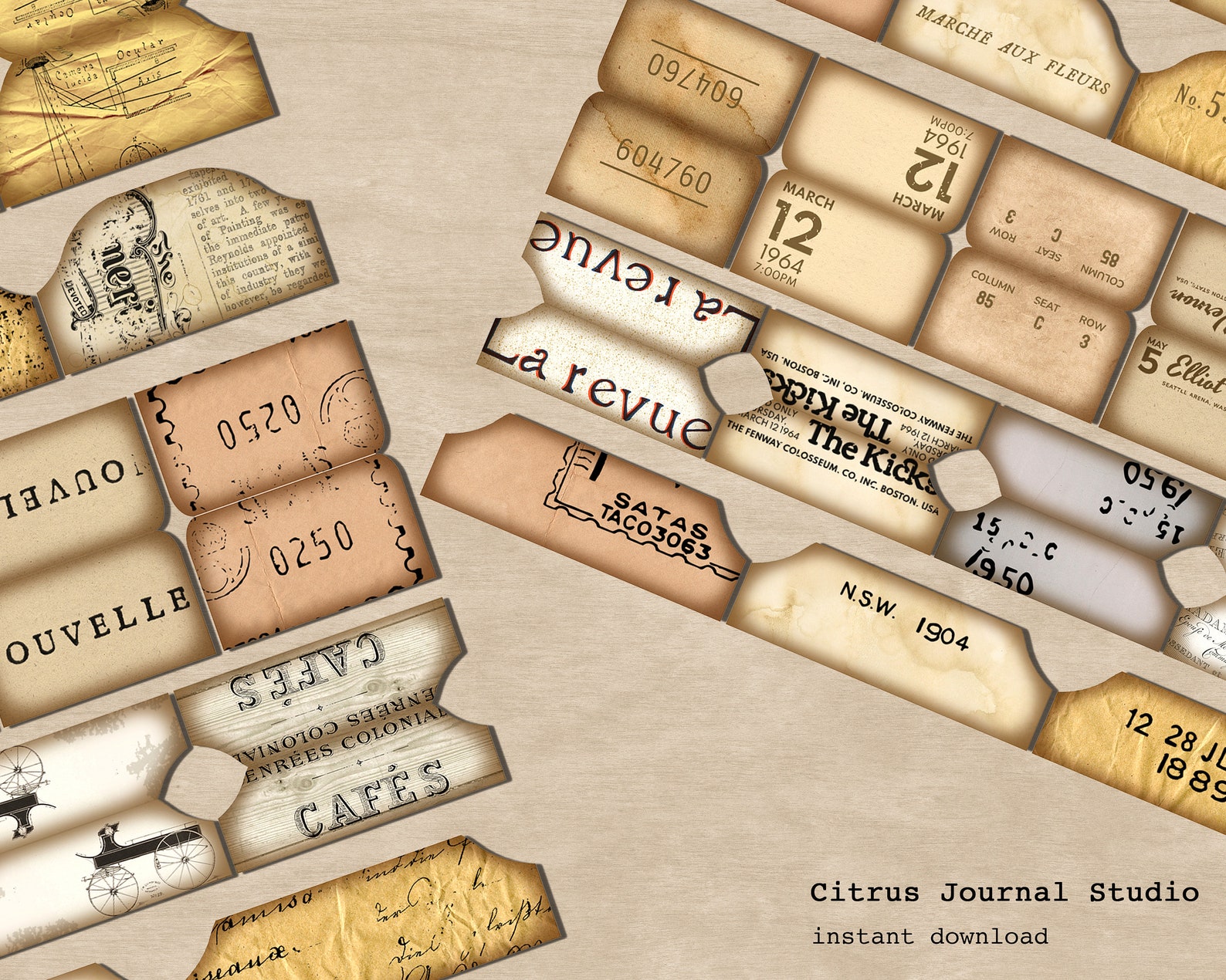 Junk Journal Tabs Number Tabs Blank Tags Vintage Ephemera - Etsy