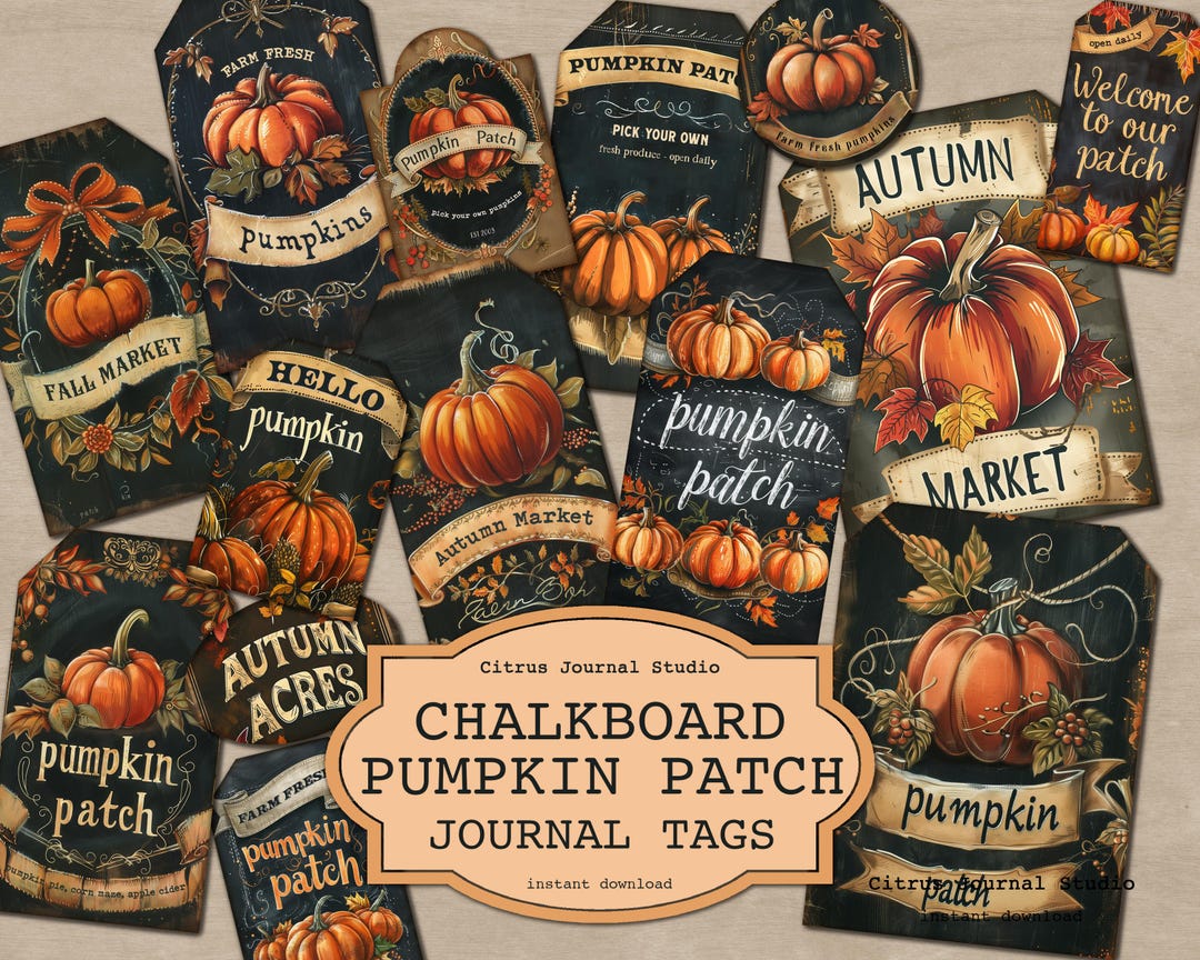 Pumpkin Junk Journal Tags, Pumpkin Tags, Autumn Tags, Fall Tags ...