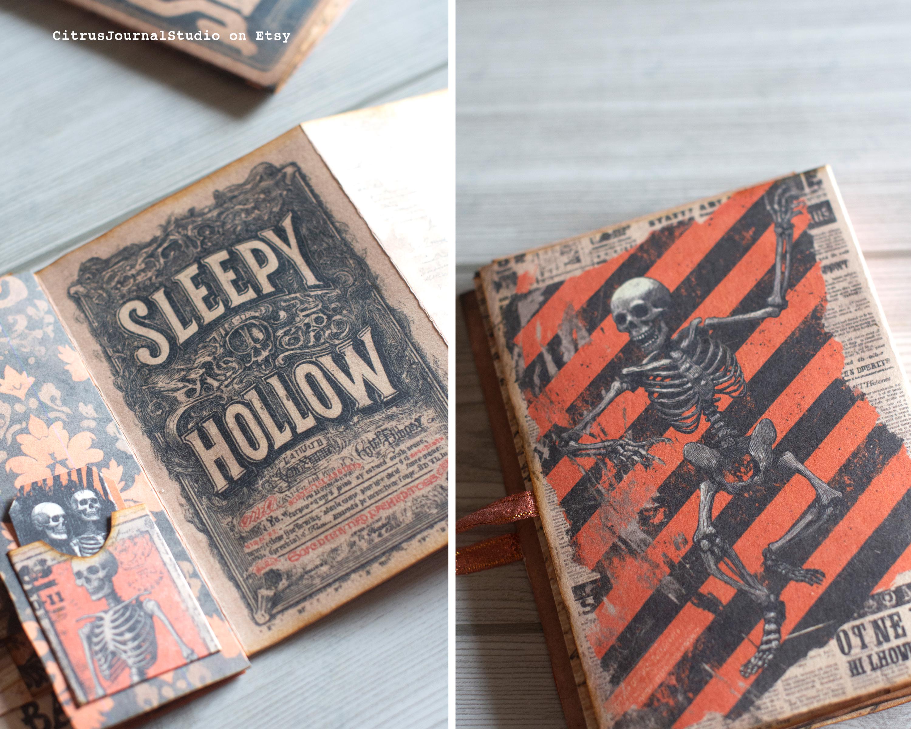 Halloween Junk Journal, Spooky Pumpkin Skeleton Folio, October Daily ...