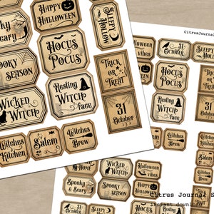 Halloween Spooky Labels, Vintage Scary, Hocus Pocus, Haunted Home ...