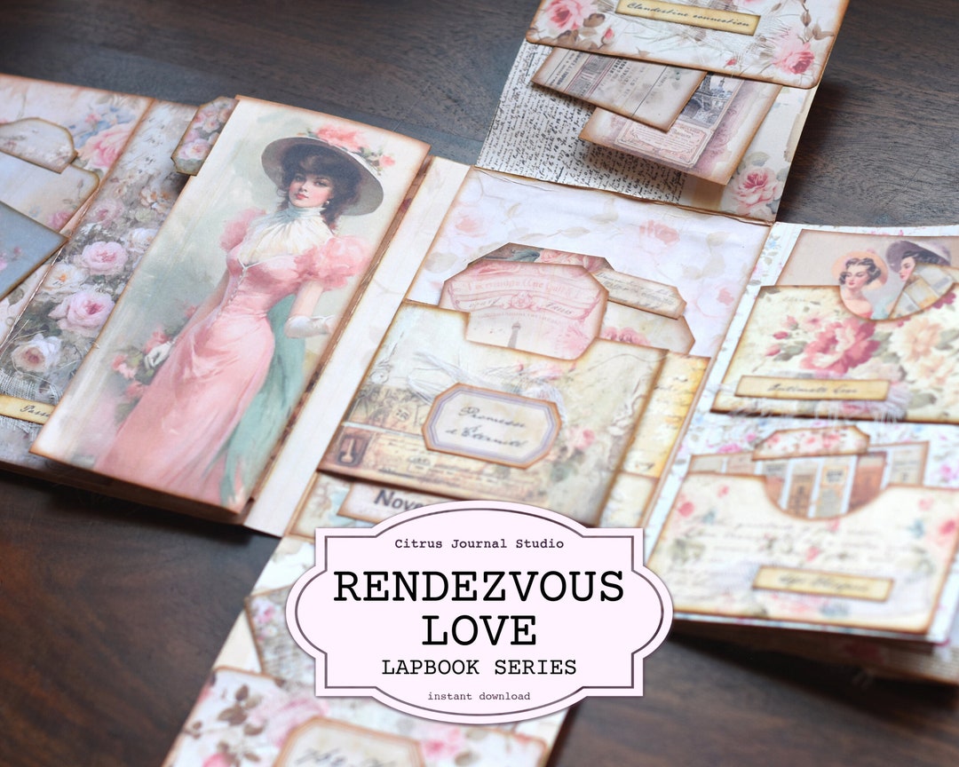 Valentines Day Journal, Rendezvous Lap Book, Love Junk Journal, Pink ...