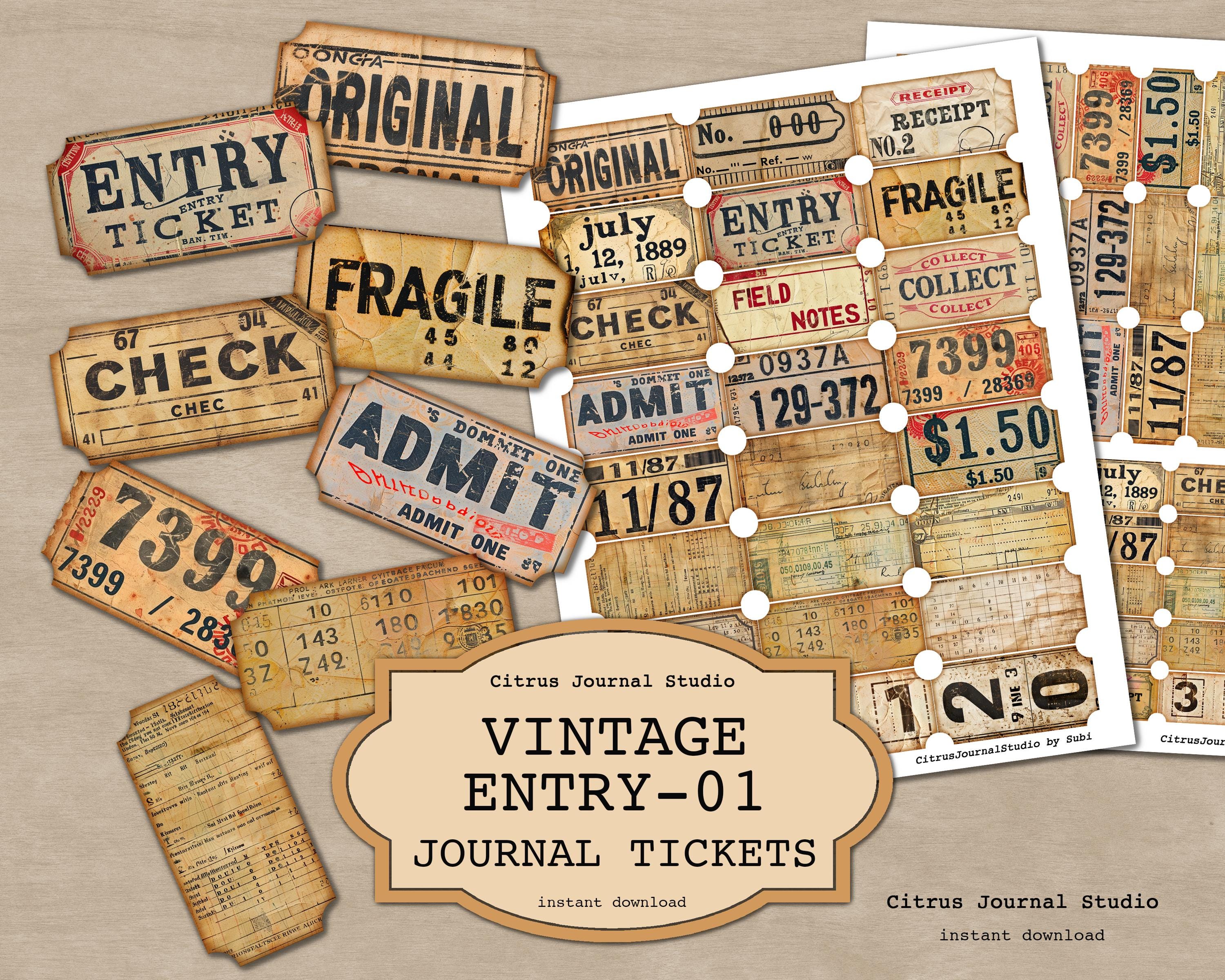 Vintage Tickets, Number Tickets, Admit Tickets, Vintage Number Ephemera ...