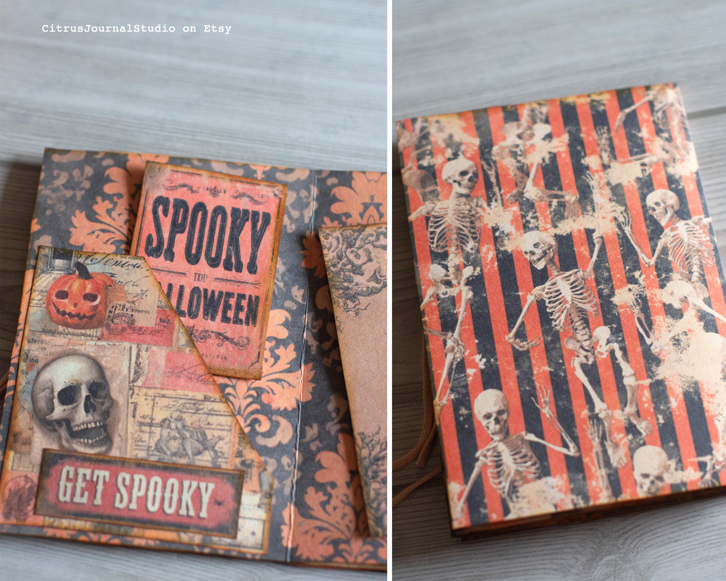 Halloween Junk Journal, Spooky Pumpkin Skeleton Folio, October Daily ...