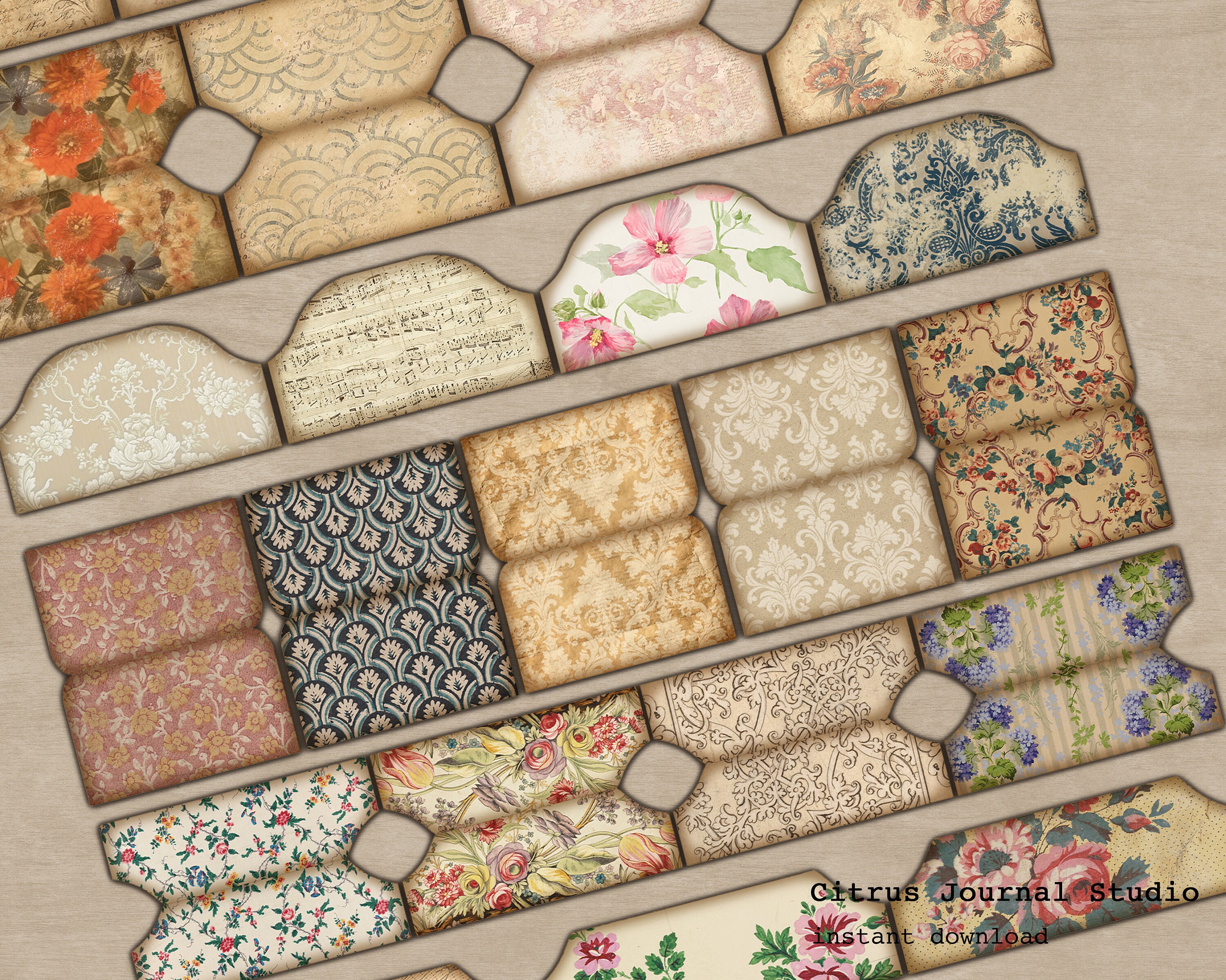 Junk Journal Tabs, Neutral Junk Journal Tabs, Vintage Ephemera ...