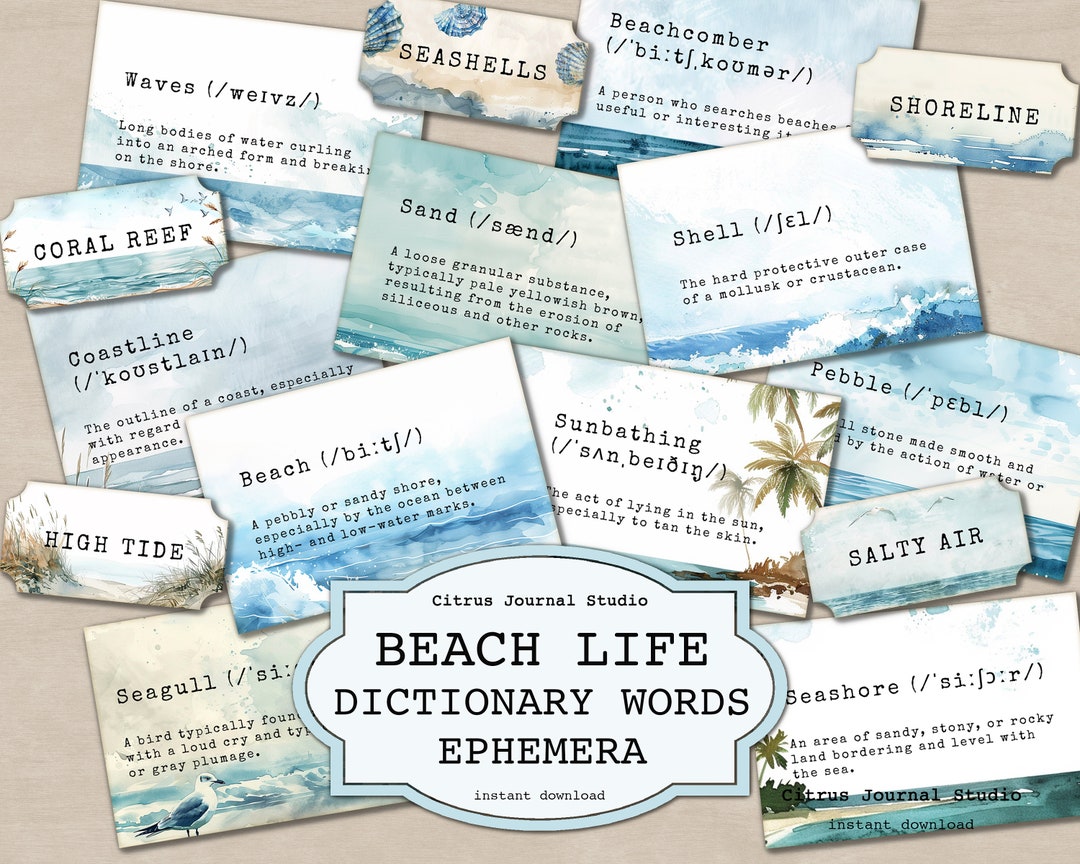 Beach Life, Nautical Ephemera, Ocean Junk Journal, Printable Tickets ...