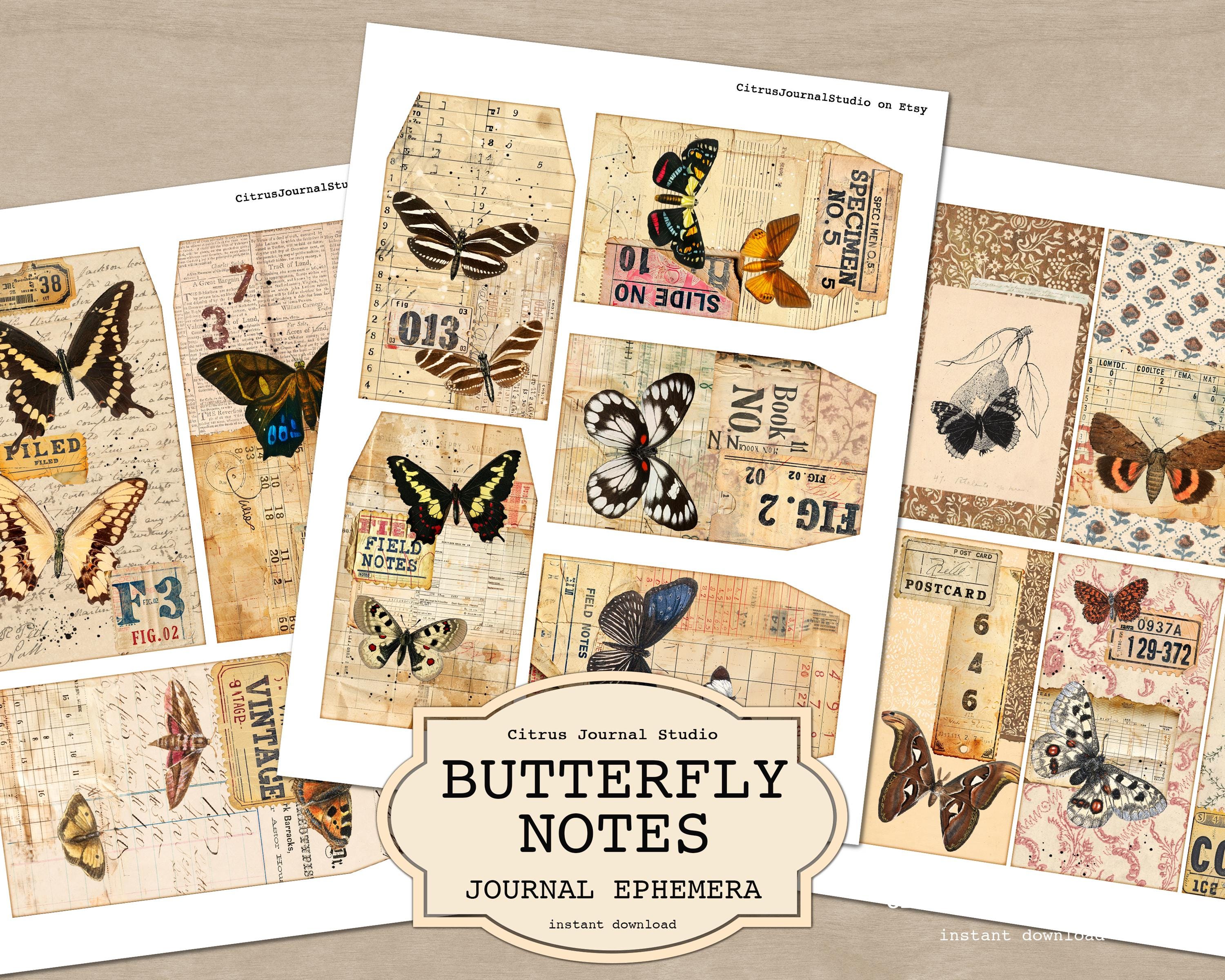 Butterfly Junk Journal Ephemera, Vintage Entomology Tags - Etsy