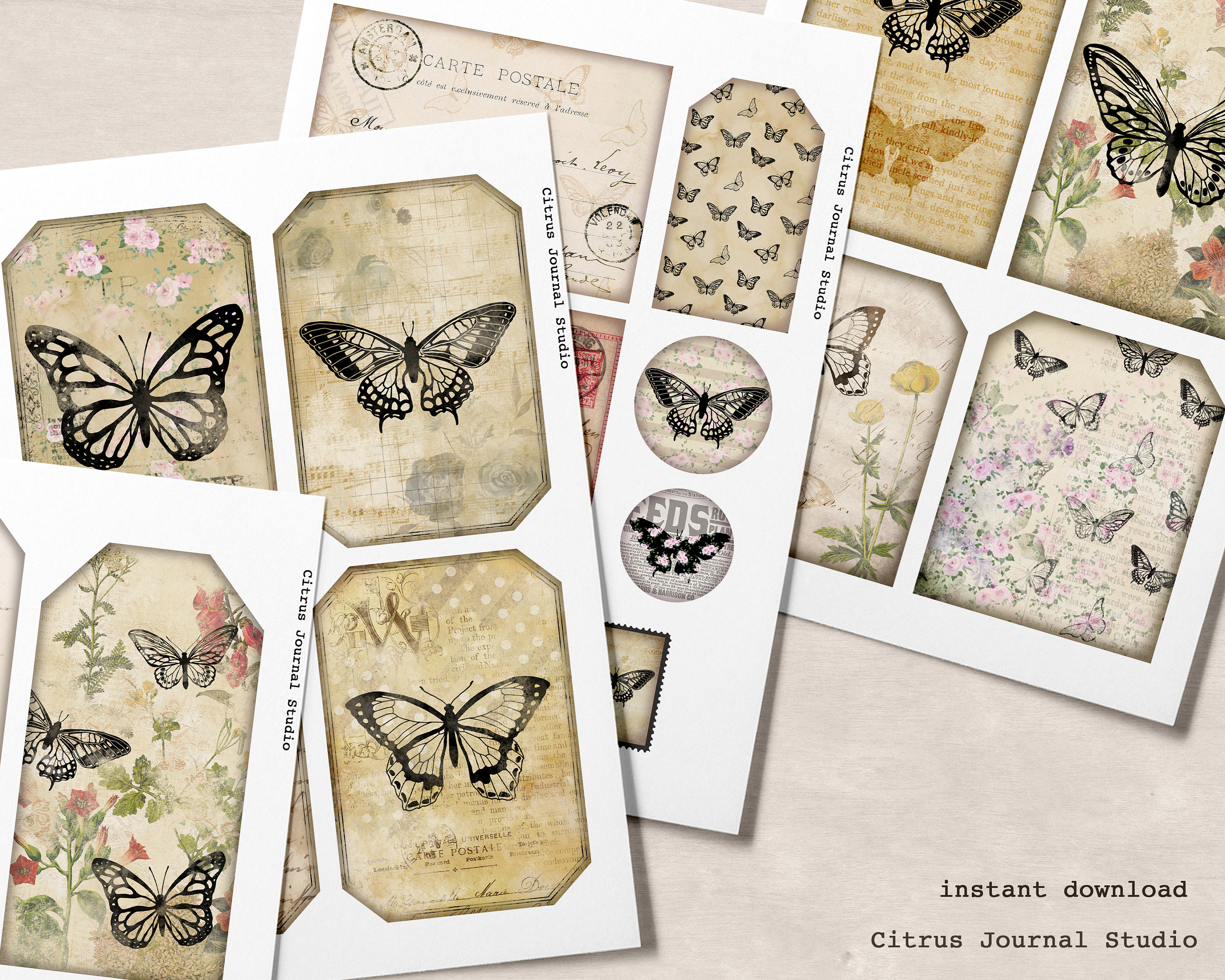 Butterfly Journal Pocket Tag Junk Journal Kit Butterfly - Etsy