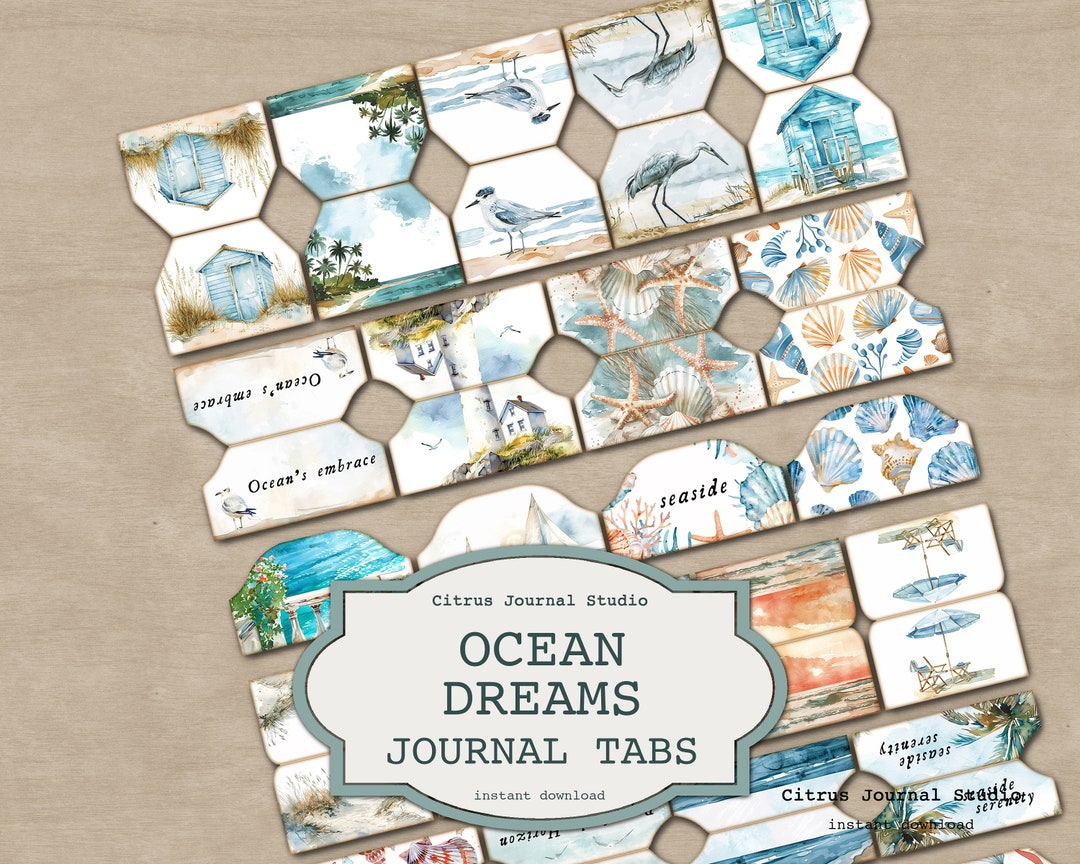Ocean Tabs, Junk Journal Tabs, Summer Journal Tabs, Sea Junk Journal ...