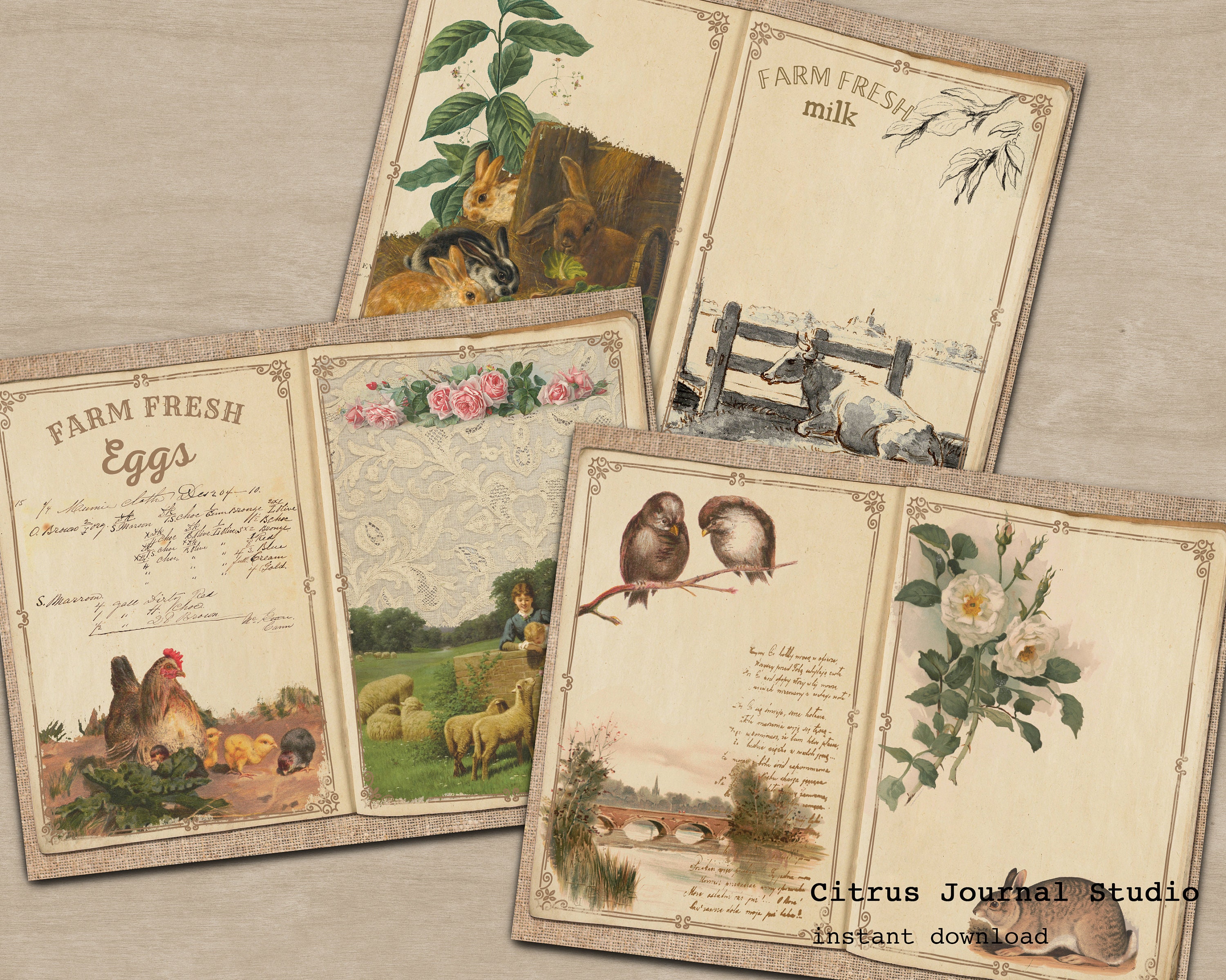 Farm Life Journal, Farm Digital Kit, Country Printable, Junk Journal ...