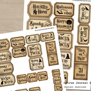 Halloween Spooky Labels, Vintage Scary, Hocus Pocus, Haunted Home ...