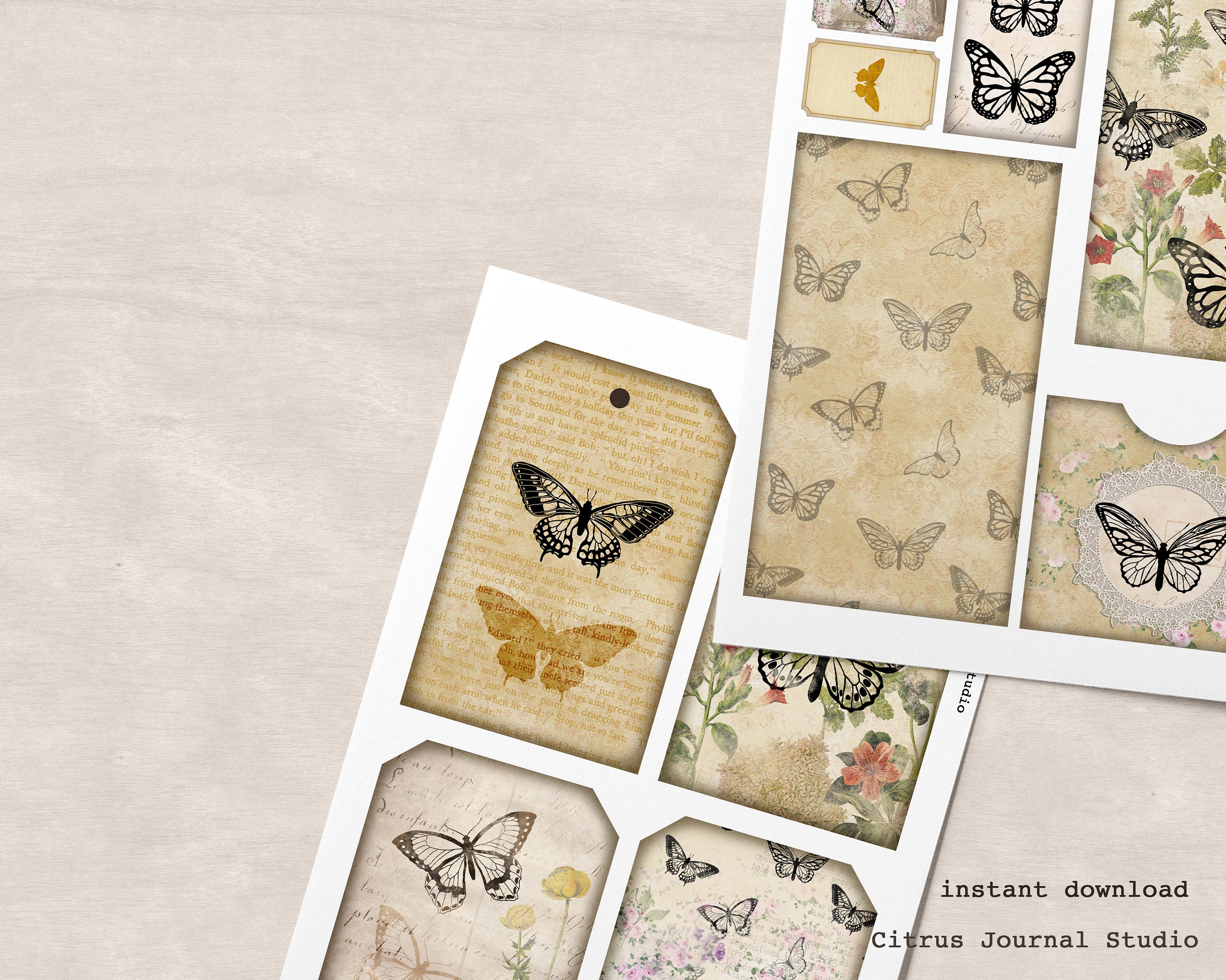 Butterfly Journal Pocket Tag Junk Journal Kit Butterfly - Etsy