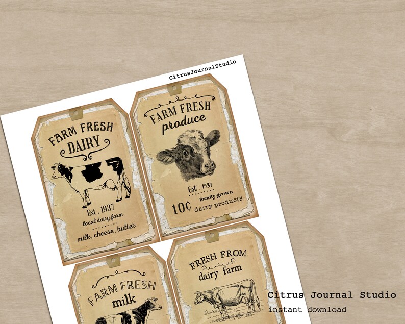 Farm Fresh Milk Farmhouse Tags Journal Tags Farm Fresh - Etsy
