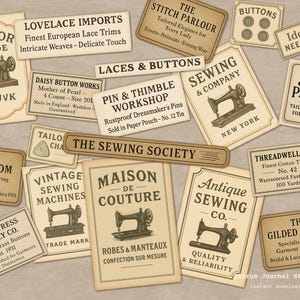 Vintage Sewing Ephemera Printable – Sewing Machine Labels & Seamstress ...