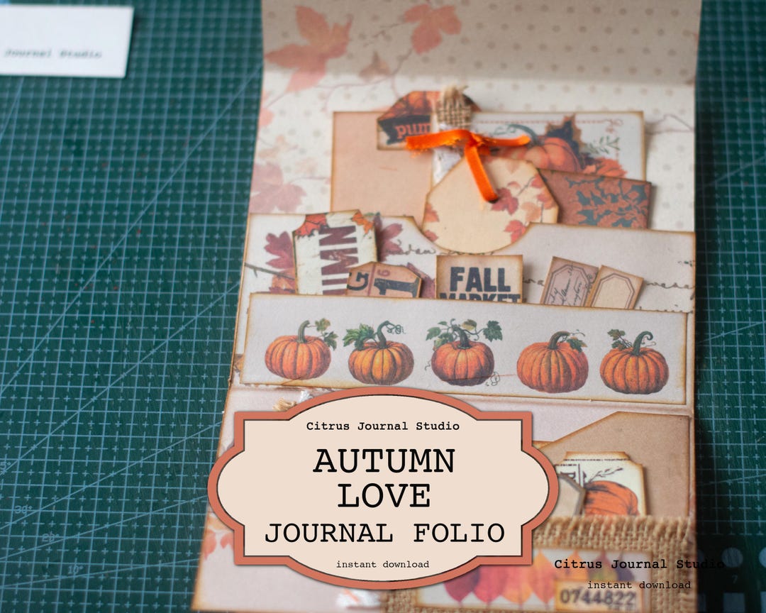 Fall Junk Journal Folio, Autumn Folio, Pumpkin Tags, Pumpkin Ephemera ...