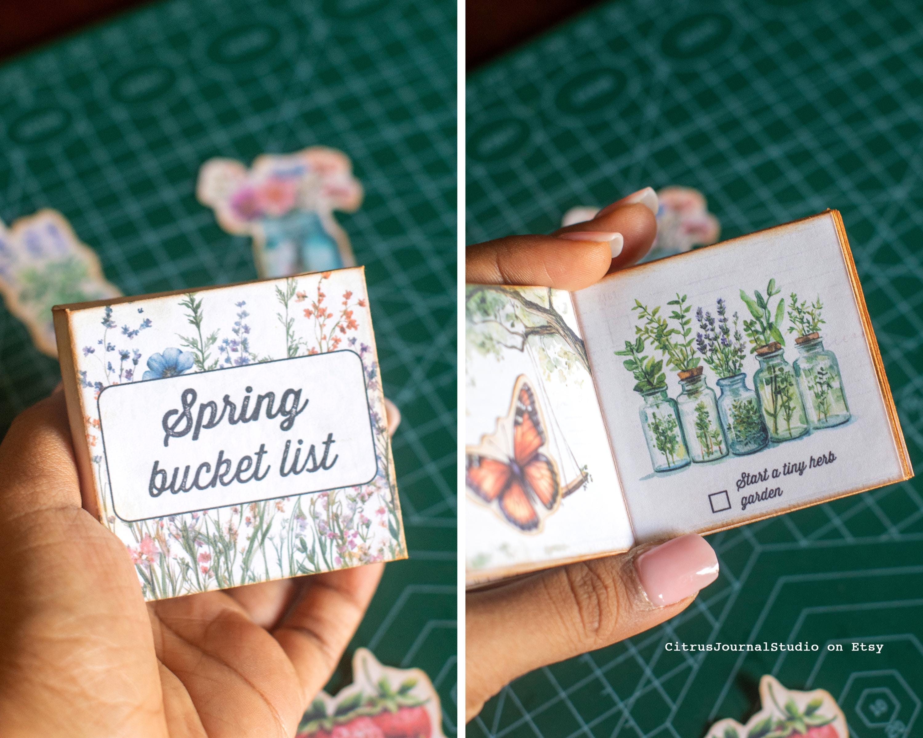 Spring Bucket List Junk Journal, Spring Mini Book, Floral Journal ...