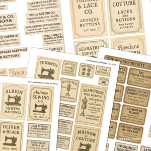 Vintage Sewing Ephemera Printable – Sewing Machine Labels & Seamstress ...