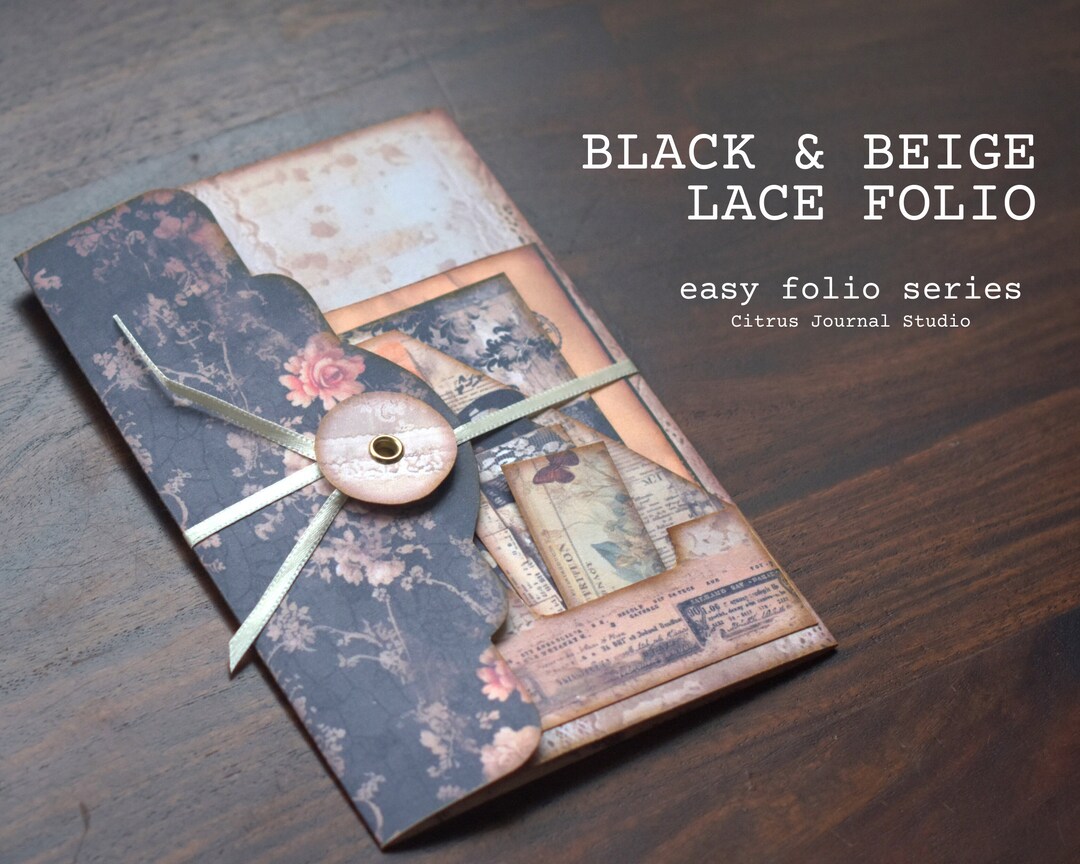 Junk Journal Kit, Folding Folio, Shabby Chic, Journal Tags, Lace, Roses ...