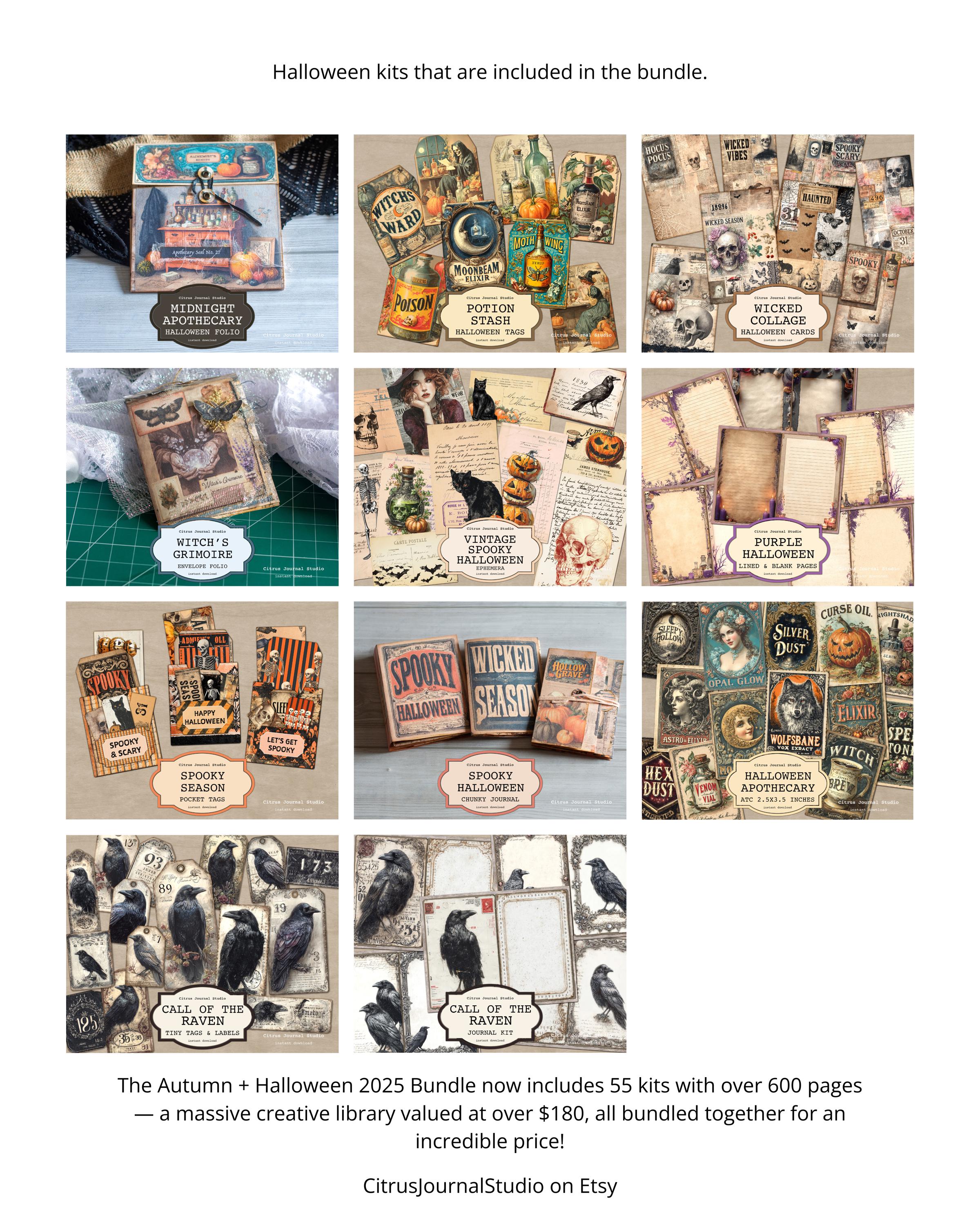 Autumn Halloween Bundle 2025, Fall Junk Journal Bundle, Halloween Junk ...