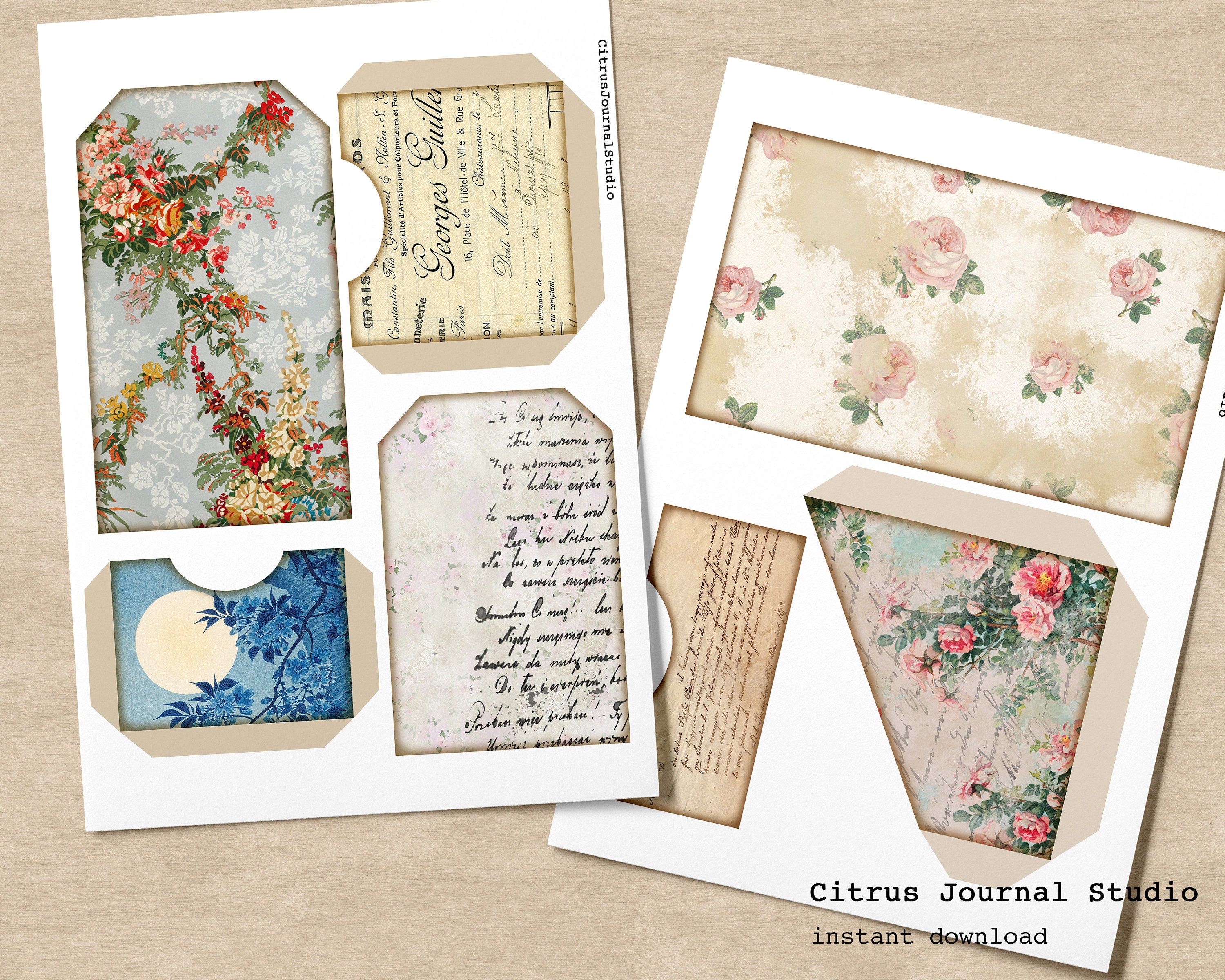 Pocket Tags, Junk Journal Kit, Ephemera, Journal Tag, Loaded Tags ...