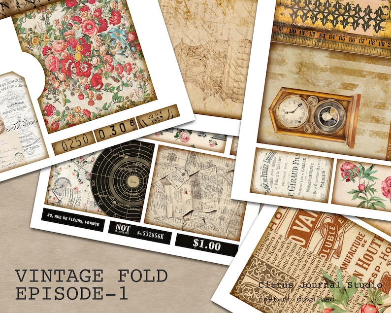 Vintage Fold Folio Journal Junk Journal Kit Pocket Tag - Etsy