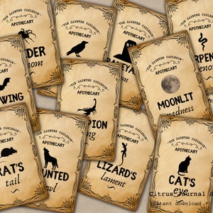 Halloween Potion Labels, Witch Potion Labels, Spooky Ephemera ...