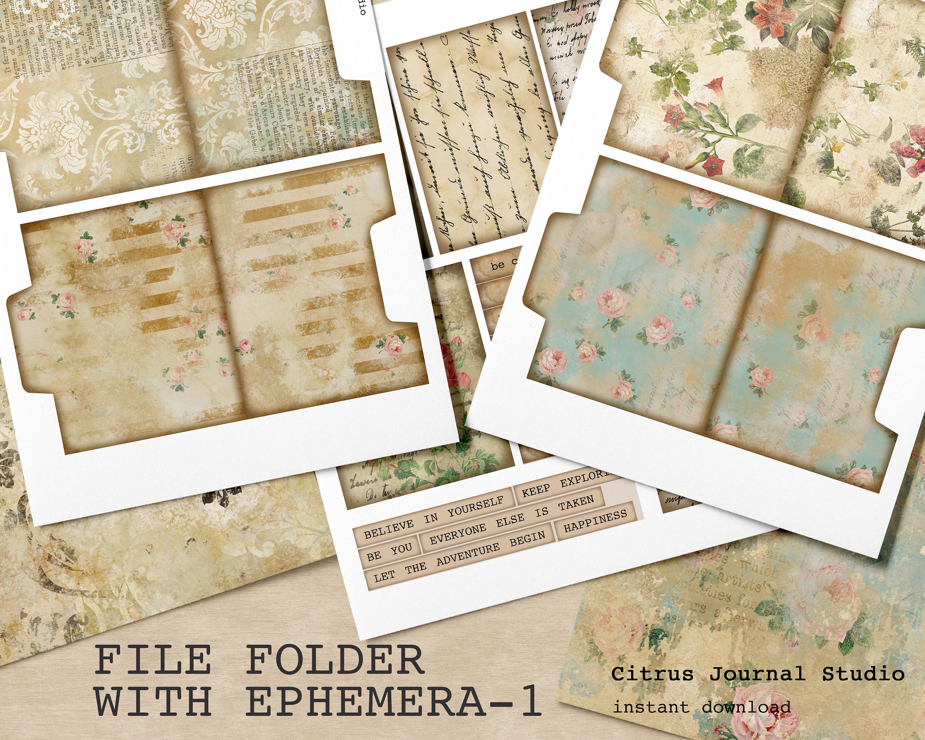 File Folder Junk Journaling Junk Journal Kit Collage Sheet - Etsy