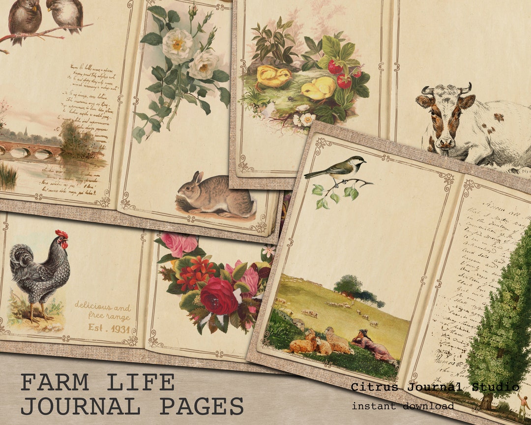 Farm Life Journal, Farm Digital Kit, Country Printable, Junk Journal ...