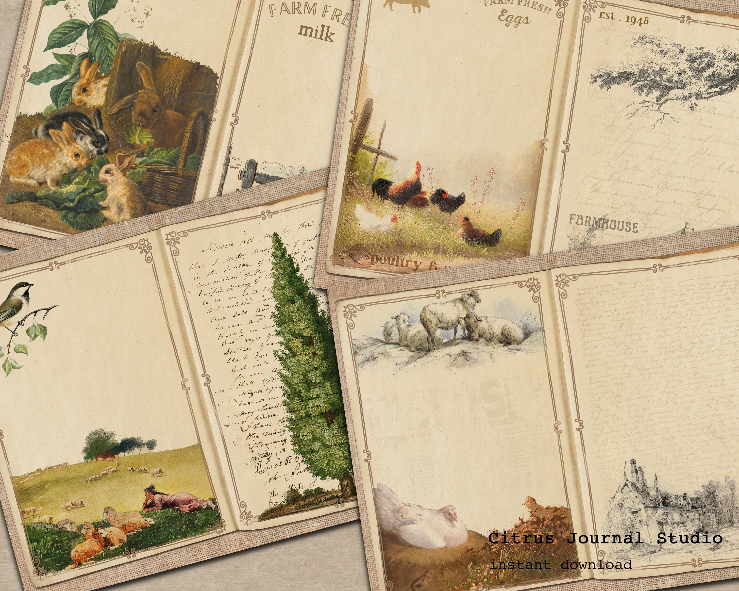 Farm Life Journal, Farm Digital Kit, Country Printable, Junk Journal ...