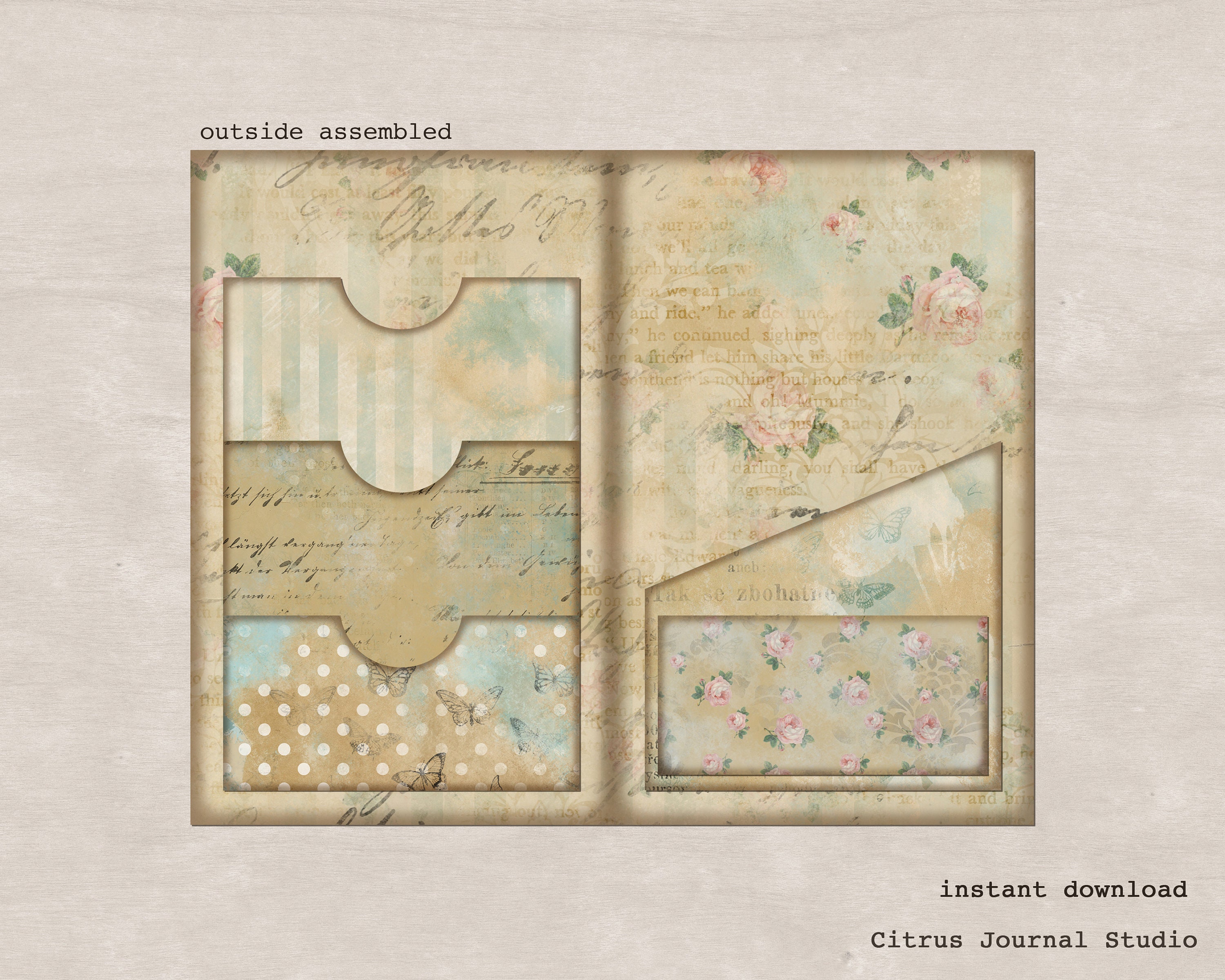 File Folder Junk Journal Kit Folio Journal Insert Collage - Etsy