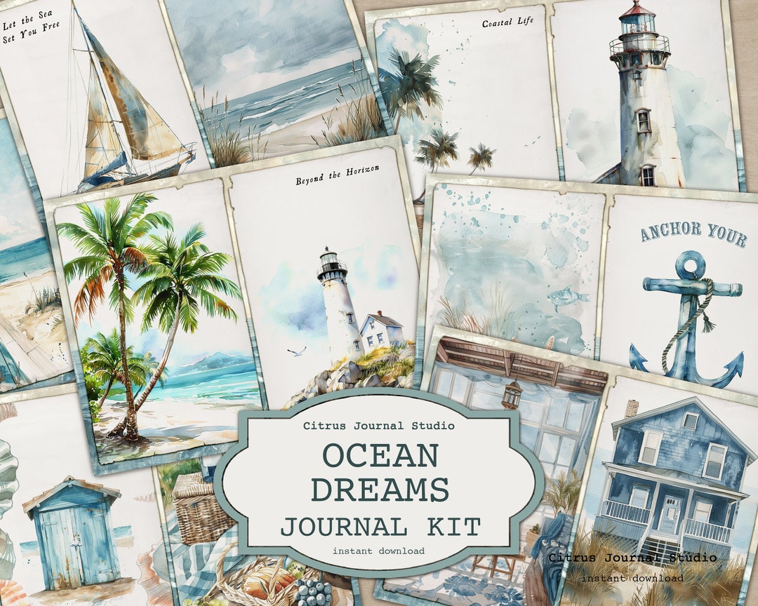 Ocean Junk Journal, Beach Junk Journal, Blue Junk Journal, Nautical ...