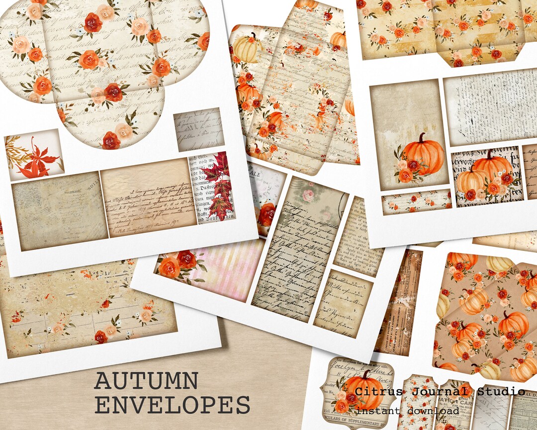 Autumn Envelope, Floral Pumpkin, Orange Rose, Coin Envelope, Junk ...