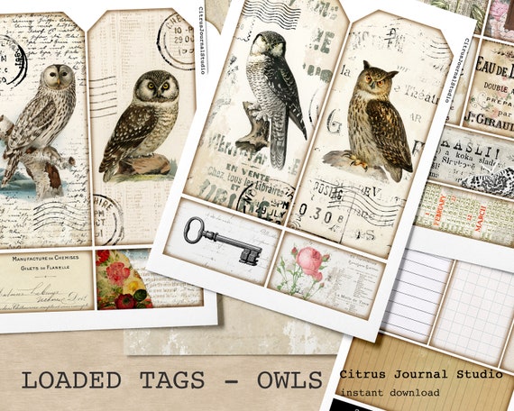 Loaded Tags Junk Journal Kit Collage Sheet Journal Tags | Etsy