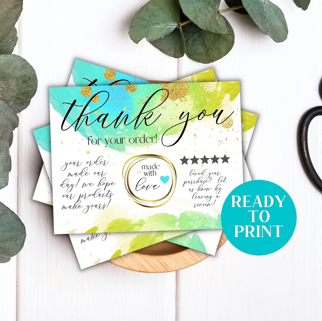 Thank You Cards Business, Ready to Print Thank You Cards, Small ...