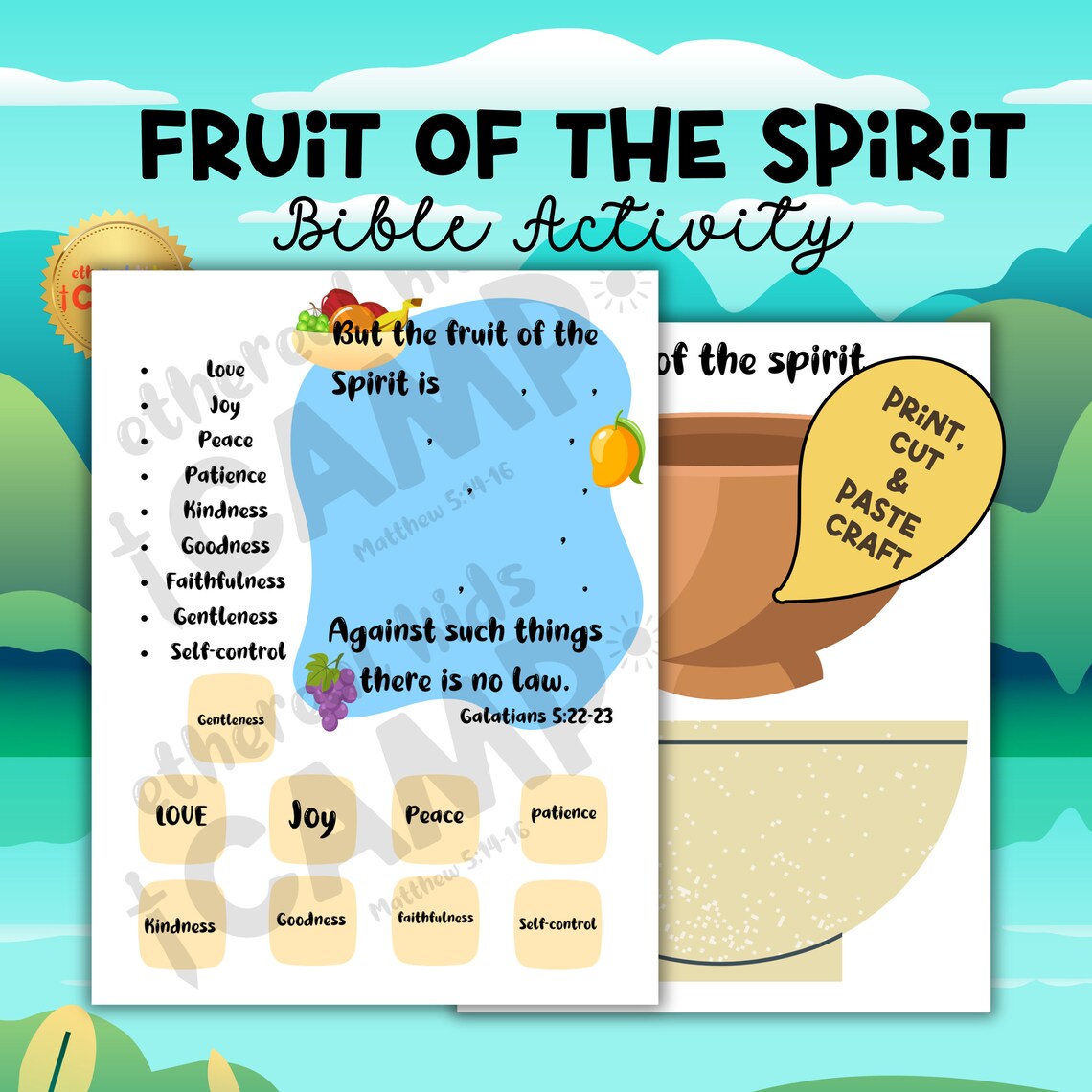 Fruit of the Spirit, Bible Lessons for Kids, VBS Activity, Genesis ...