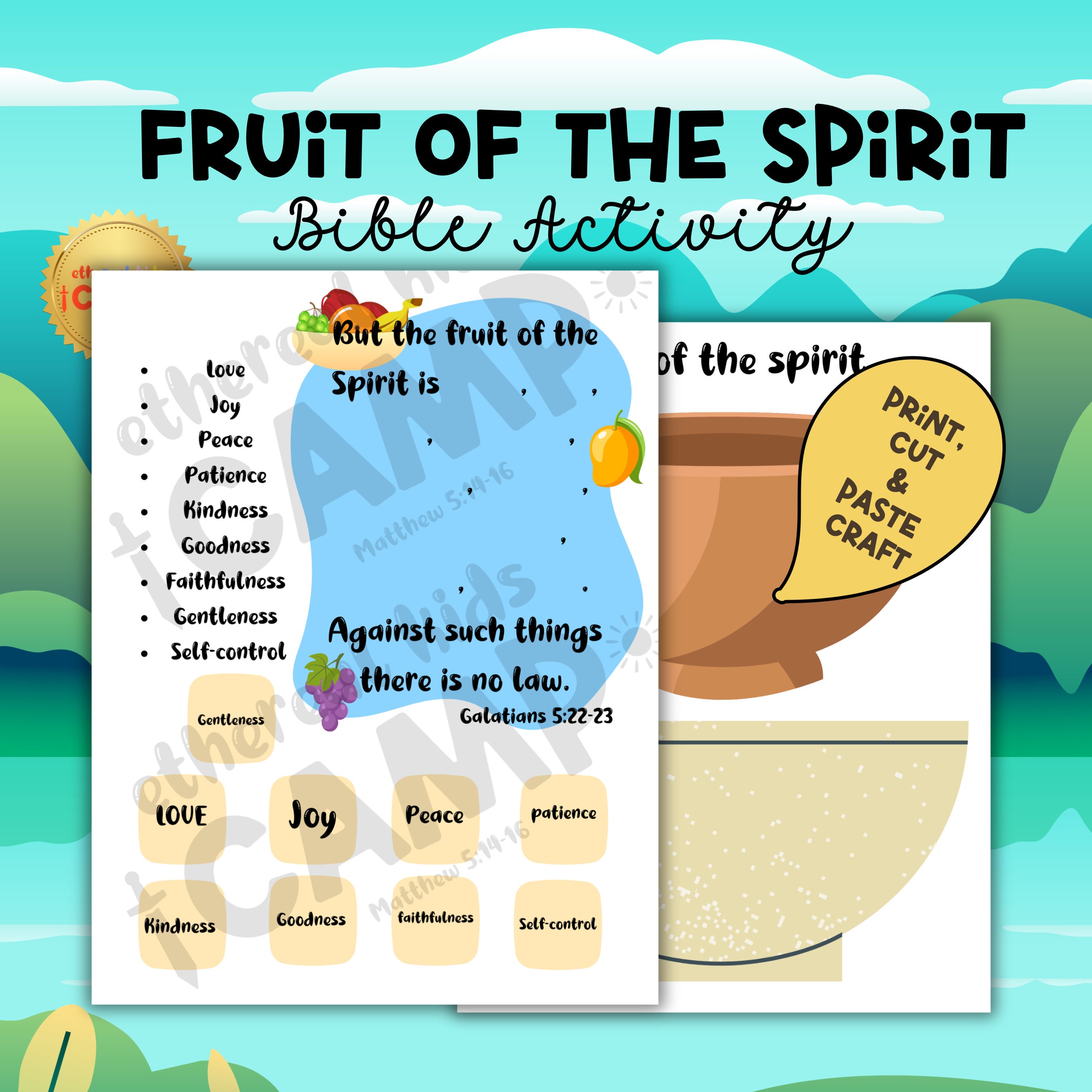 Fruit of the Spirit, Bible Lessons for Kids, VBS Activity, Genesis ...