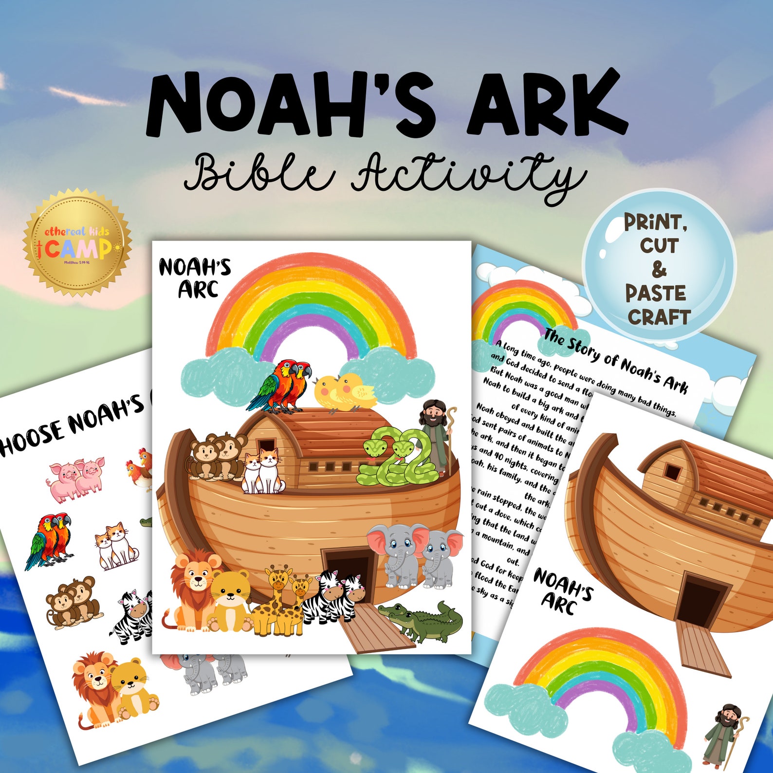 Noah's Ark Bible Lesson for Kids, VBS Activity, Genesis, Christian ...