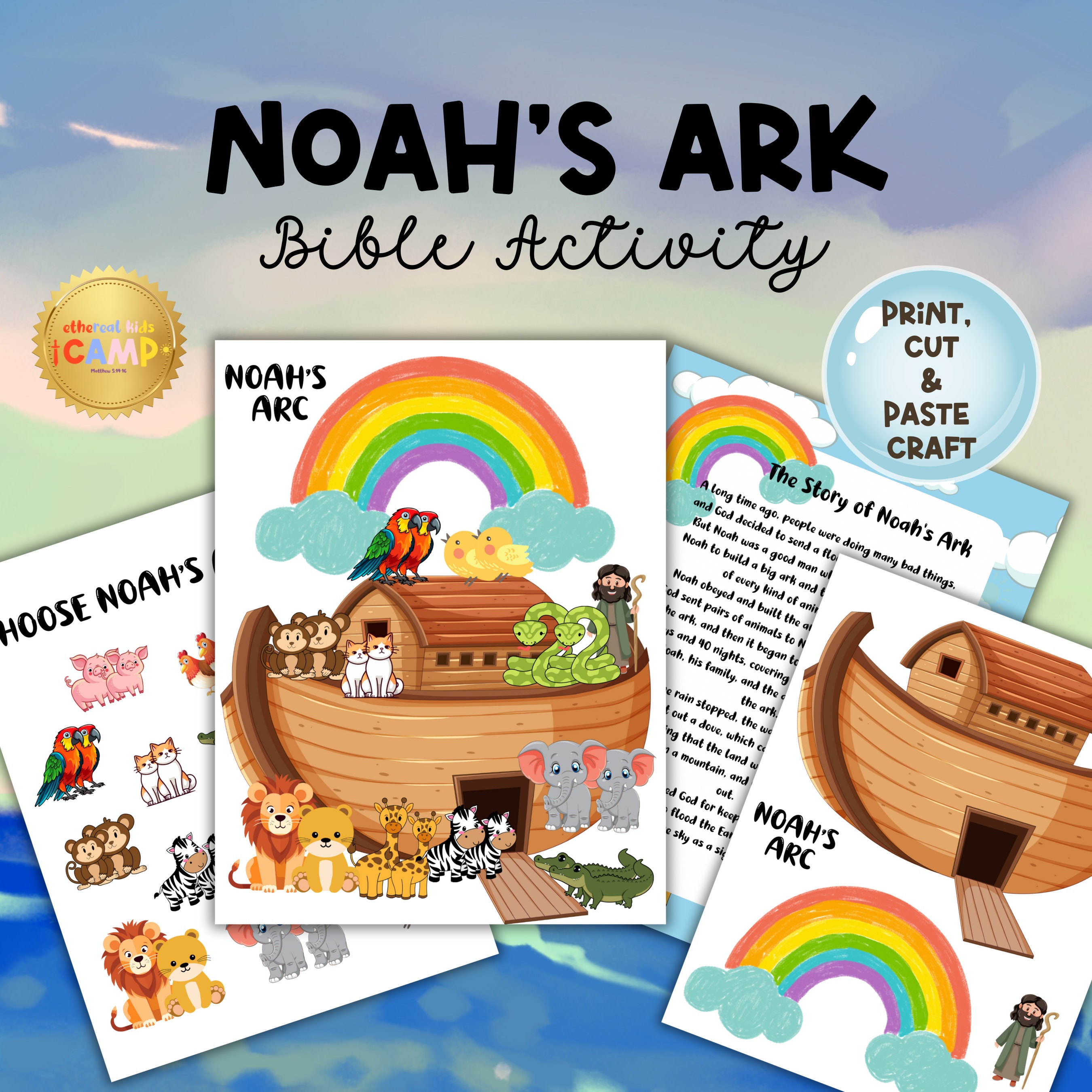Noah's Ark Bible Lesson for Kids, VBS Activity, Genesis, Christian ...