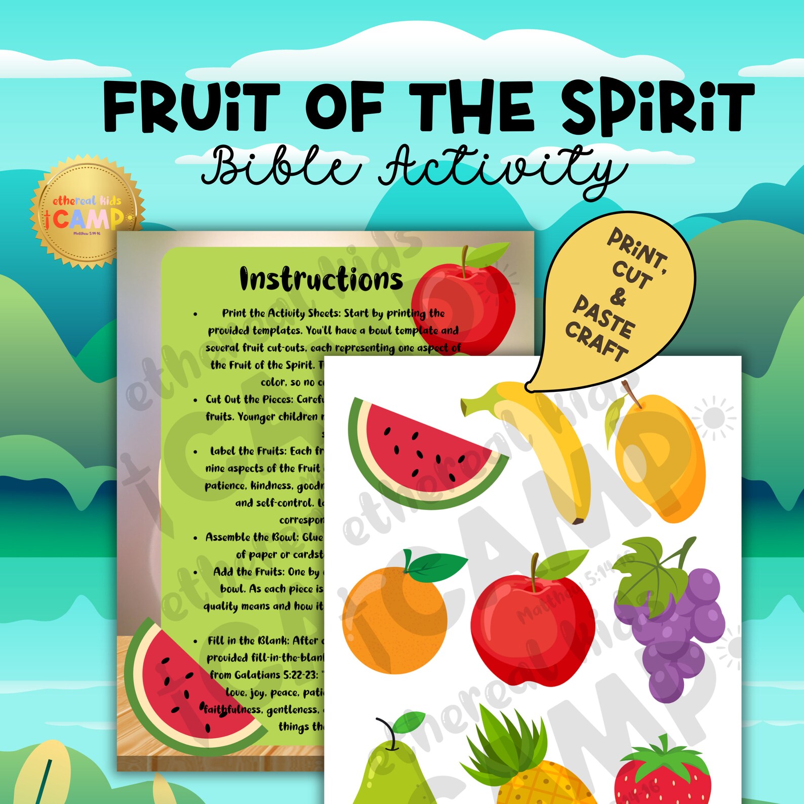 Fruit of the Spirit, Bible Lessons for Kids, VBS Activity, Genesis ...