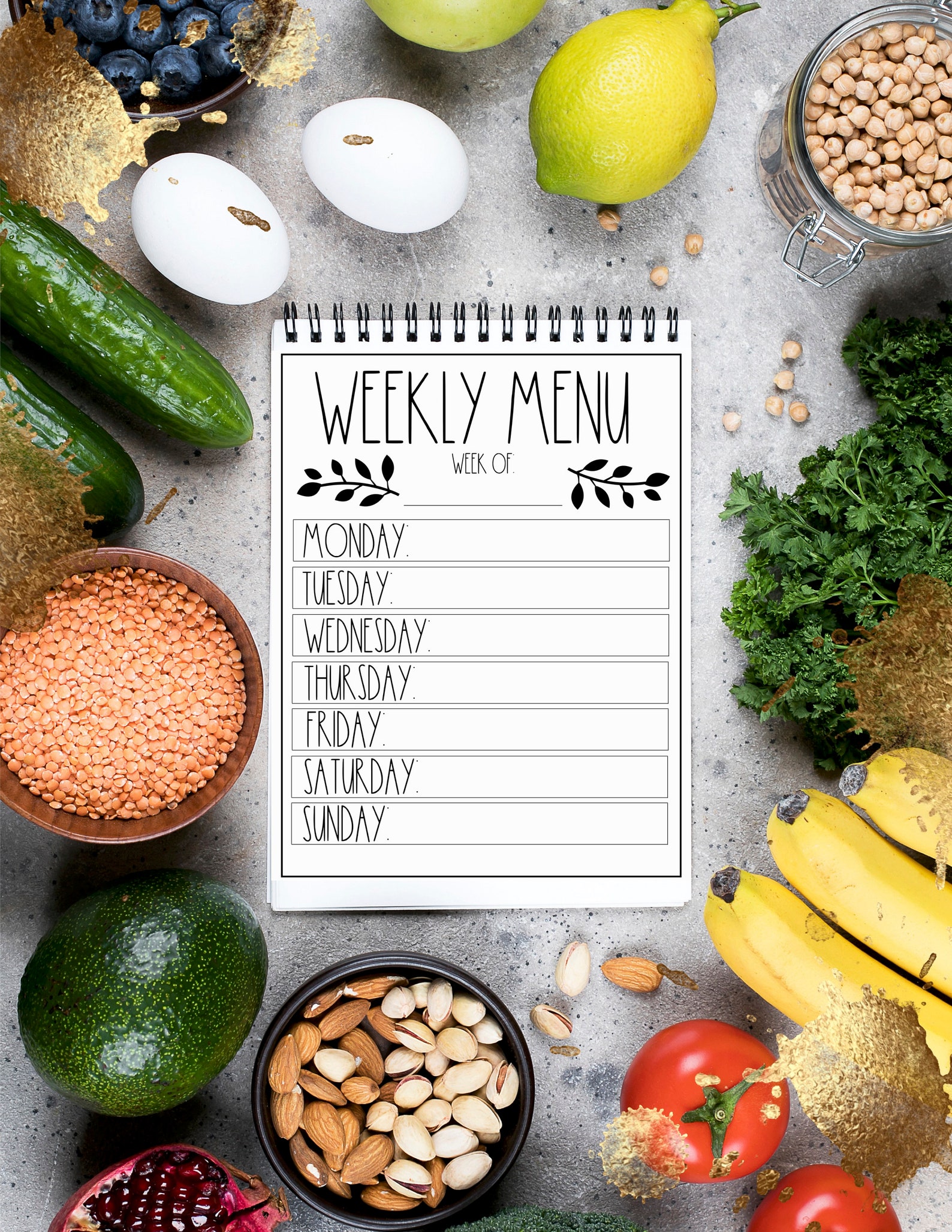 Weekly Menu Printable, Menu Template, Weekly Menu, Menu Board, Menu ...