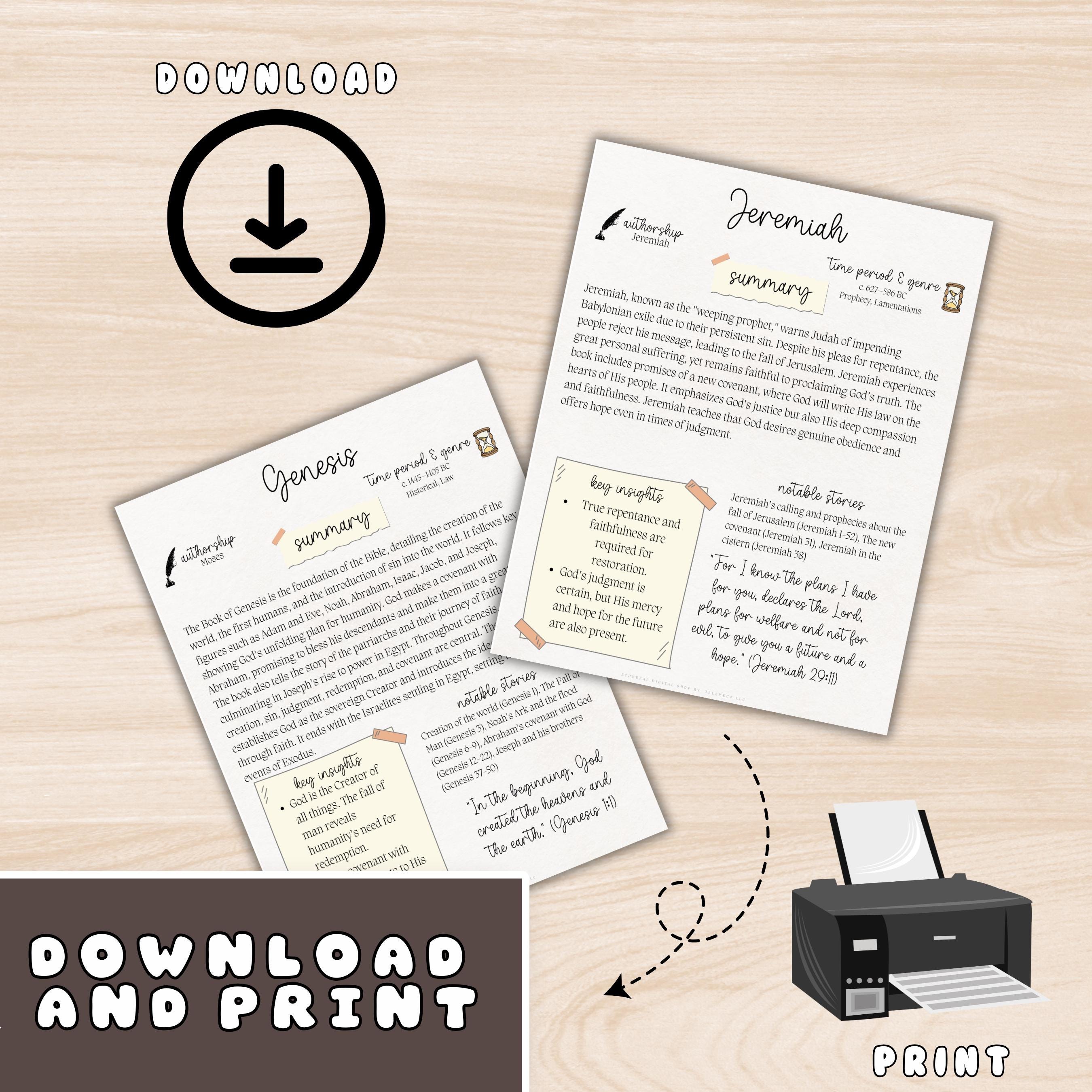 Bible Study Guide, Bible Summary Guide, Bible Study Journal, Bible ...