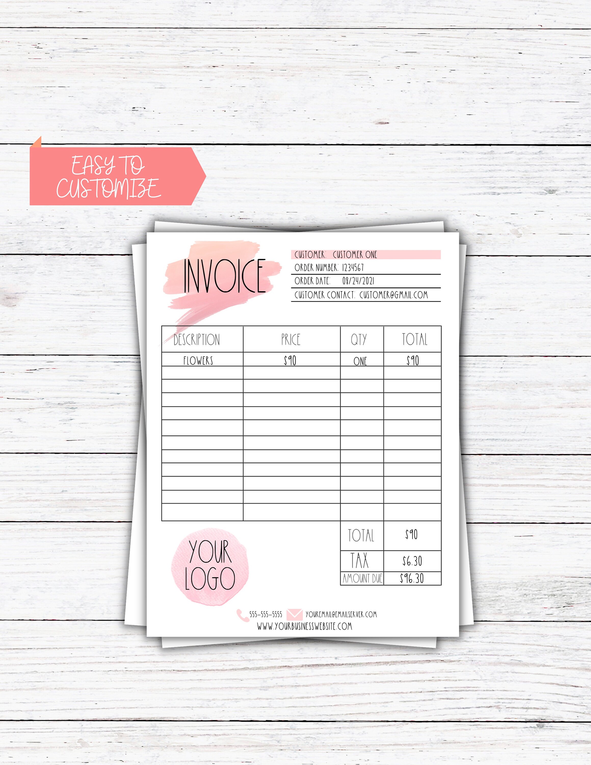 Invoice Template, Order Form, Printable Invoice, Invoice Download ...