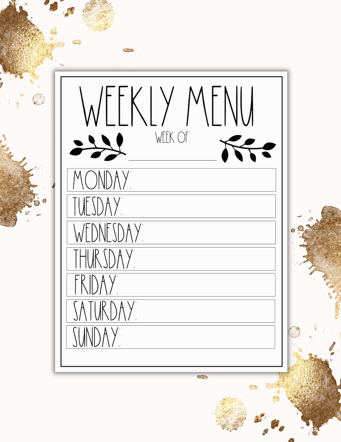 Weekly Menu Printable, Menu Template, Weekly Menu, Menu Board, Menu ...