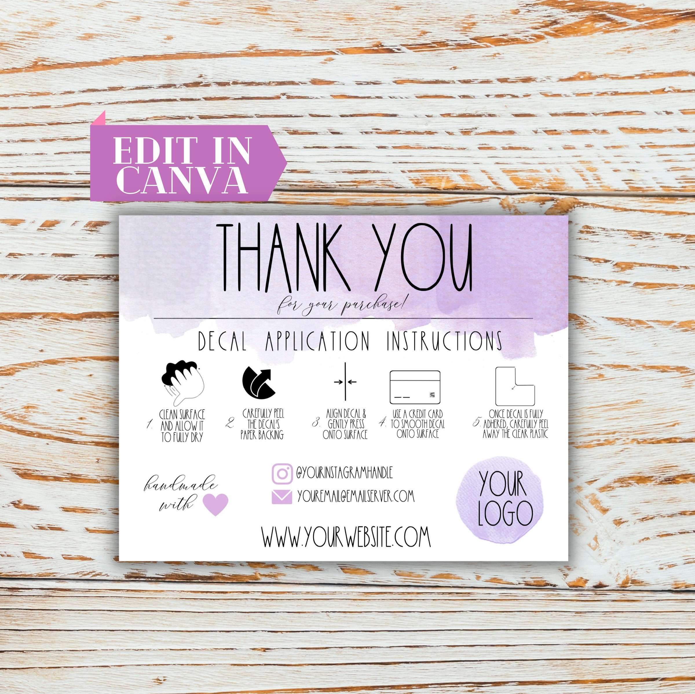 Decal Application Instructions Printable Decal Instructions - Etsy