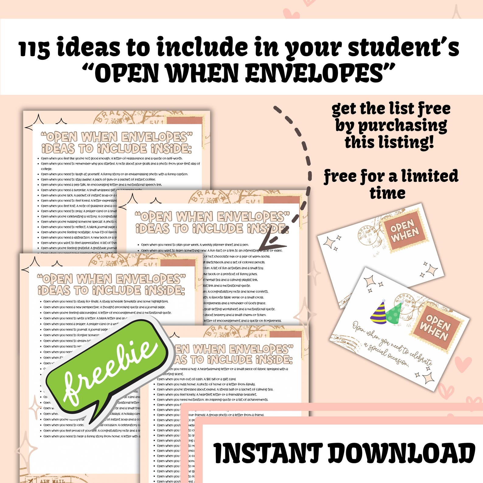 Open When Envelopes College, Open When College, Open When Cards, Open ...