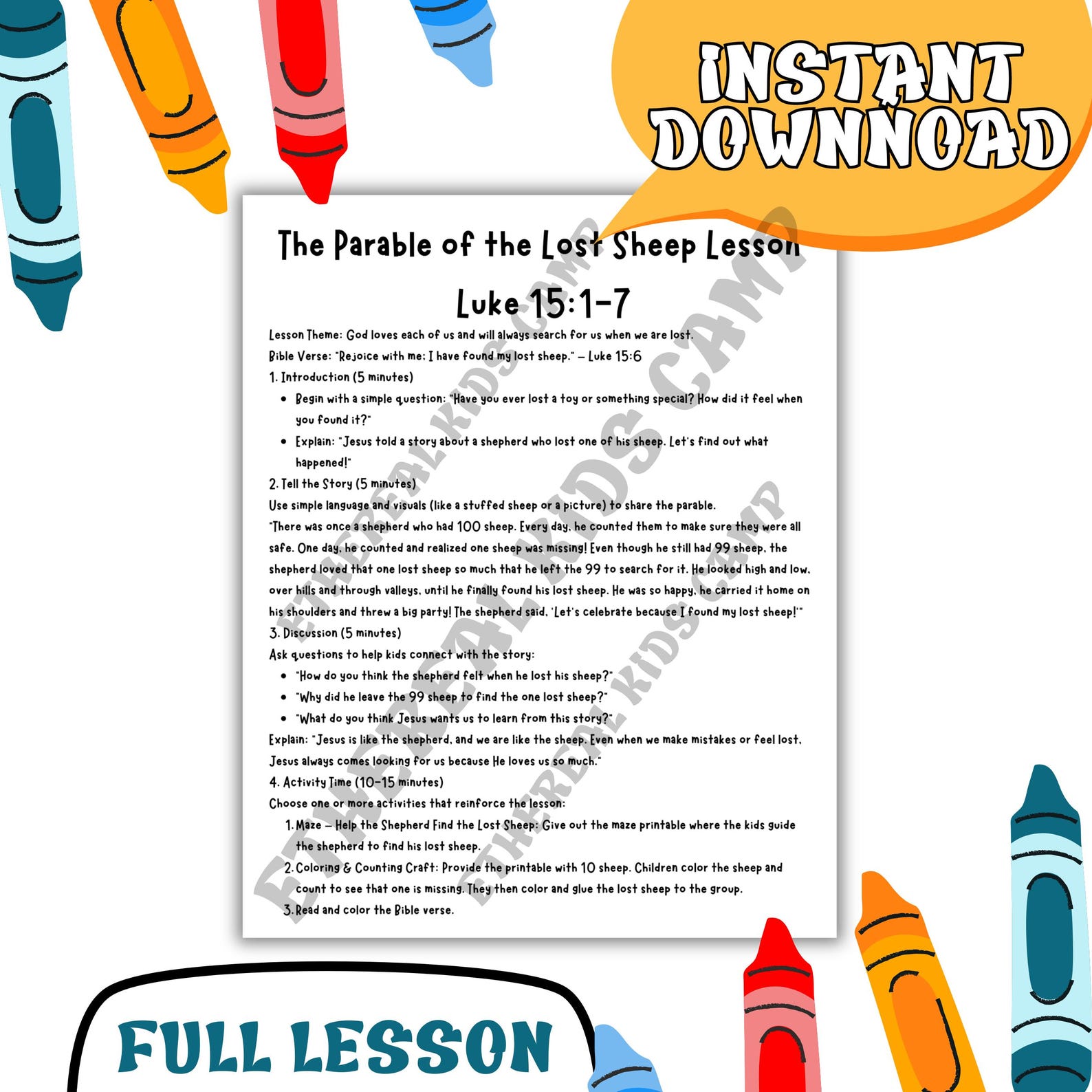 Lost Sheep Parable, Bible Lessons for Kids, Christian Preschool Craft ...