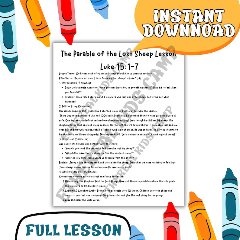 Lost Sheep Parable, Bible Lessons for Kids, Christian Preschool Craft ...