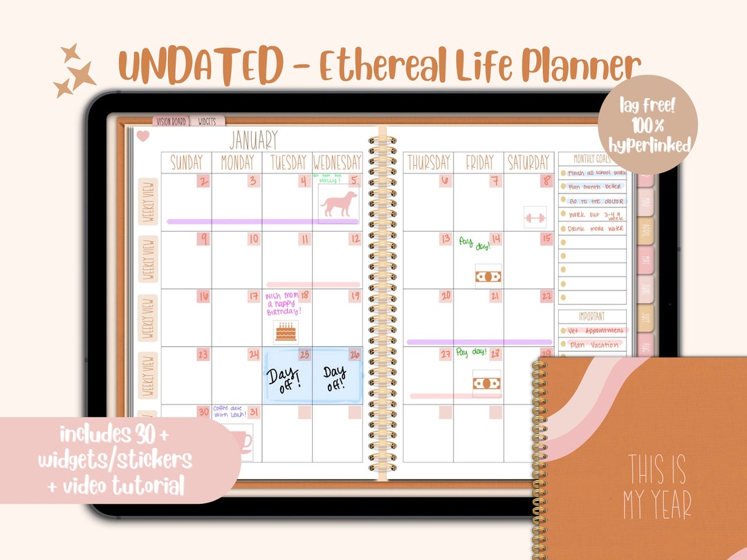 Undated Digital Planner, Daily Digital Planner, Digital Life Planner ...