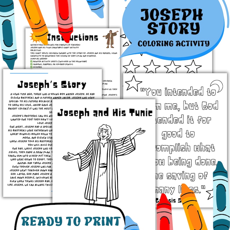 Bible Story of Joseph Bible Coloring Activity for Kids, Bible Lessons ...