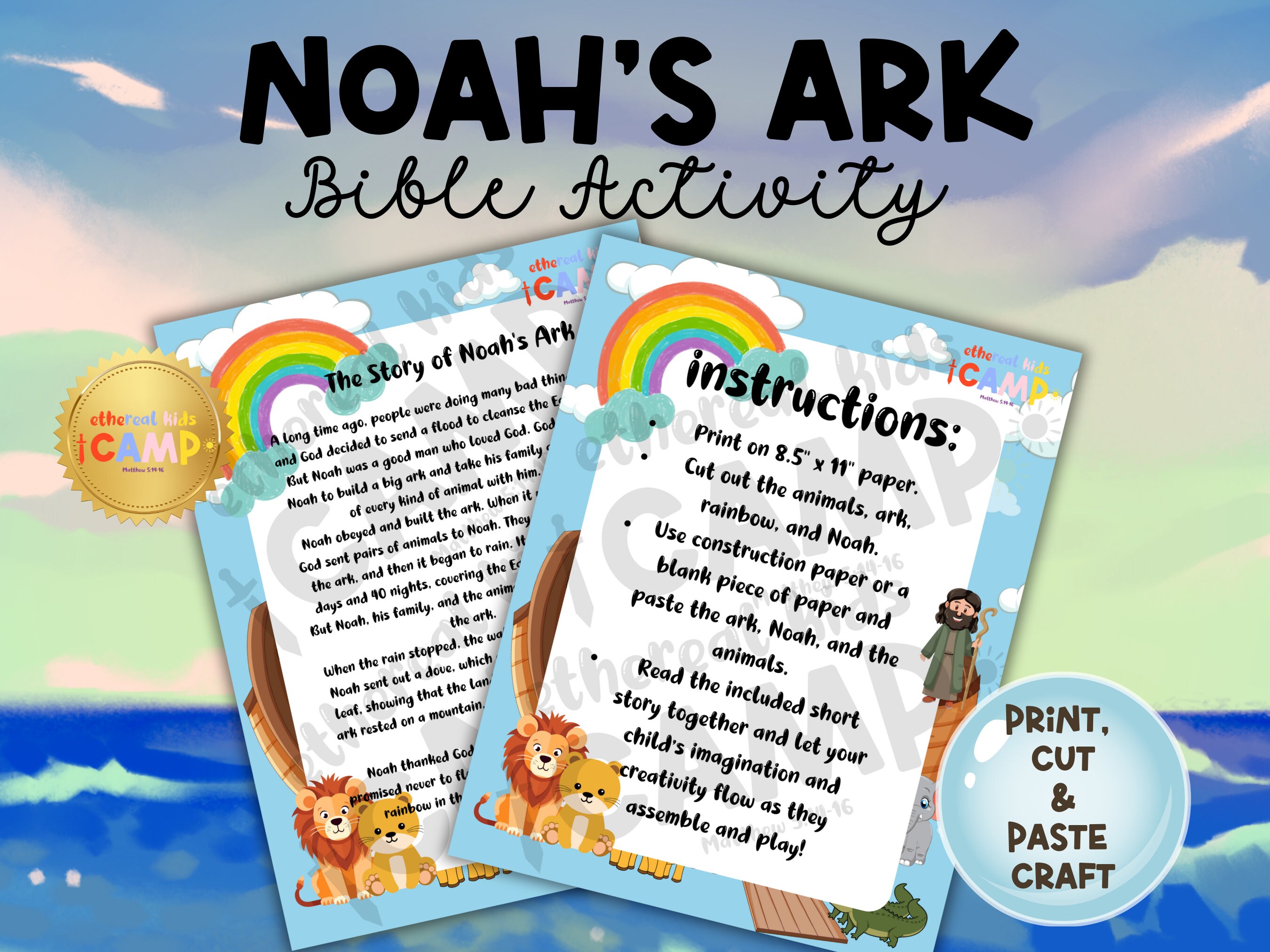 Noah's Ark Bible Lesson for Kids, VBS Activity, Genesis, Christian ...
