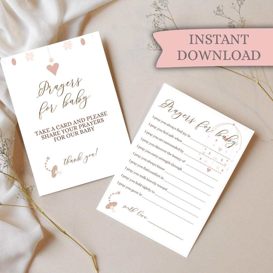 Prayers for Baby Cards, Baby Shower Activity, Pregnancy Prayer Cards ...